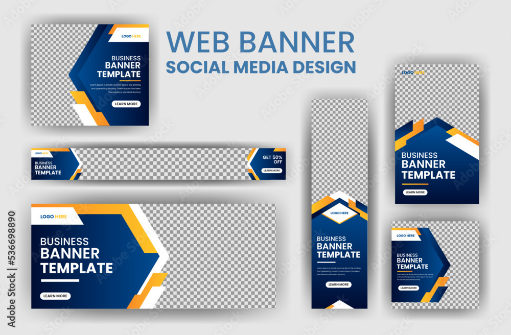 Web banner design template Set, Horizontal web banner. Modern Gradient ...