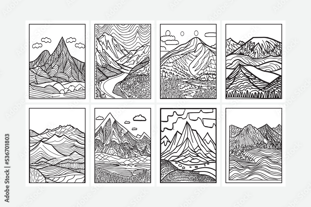 mountain coloring pages for preschoolers Stock Vector | Adobe Stock