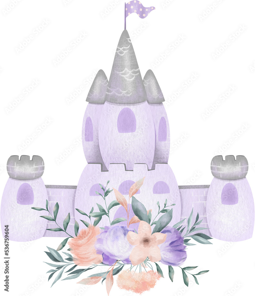Watercolor fairy tale element of princess story - princess purple ...