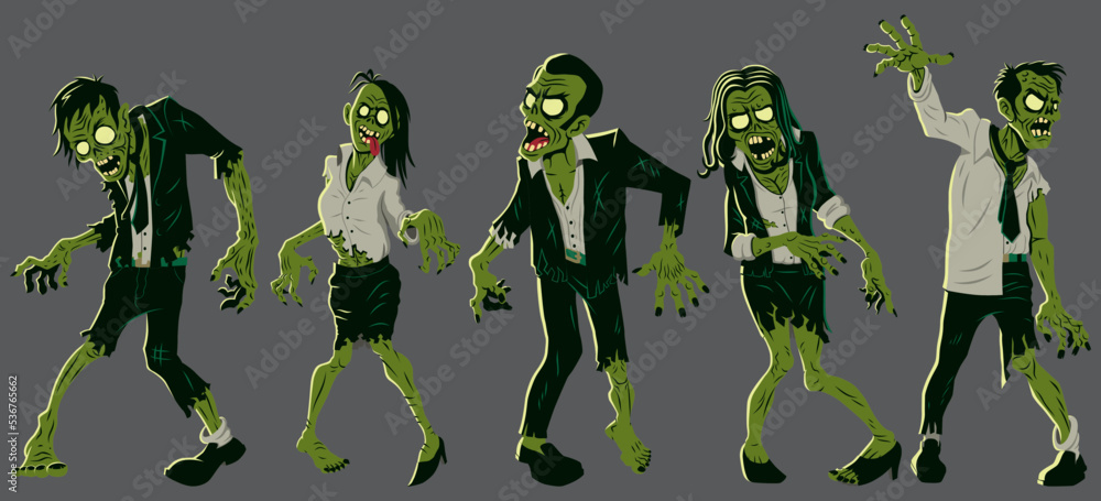 Office Zombie Set Stock Vector | Adobe Stock