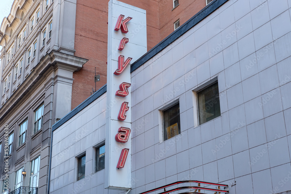 Krystal Sign on the Front of the Fast Food Restaurant on Bourbon Street ...
