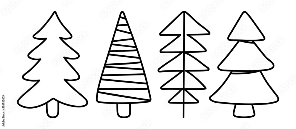 Simple doodles trees for design and decoration textile, covers, package ...