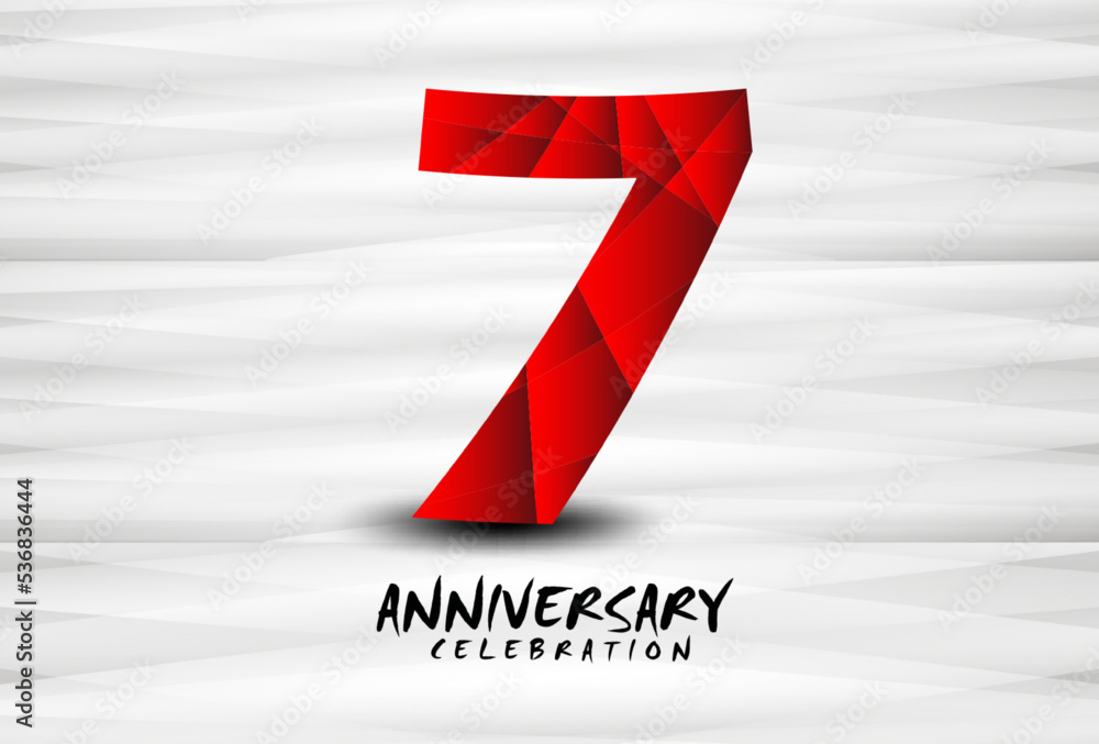 7 Year Anniversary Celebration Logo red polygon vector, 7 Number Design ...