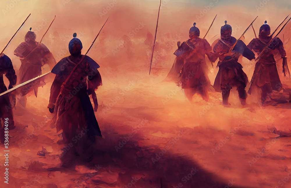 Ancient Chinese Terra Cotta Warrior War Battlefield. Fantasy Backdrop ...