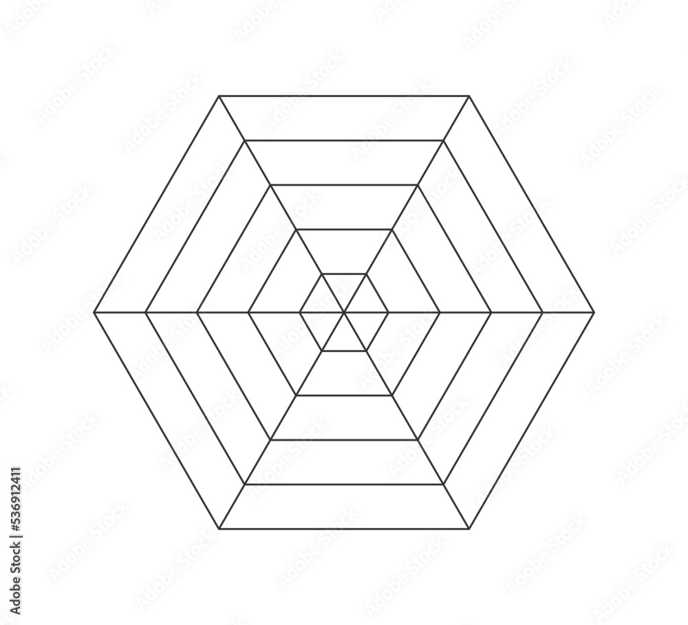 Hexagonal radar or spider diagram template. Hexagon graph. Flat spider ...