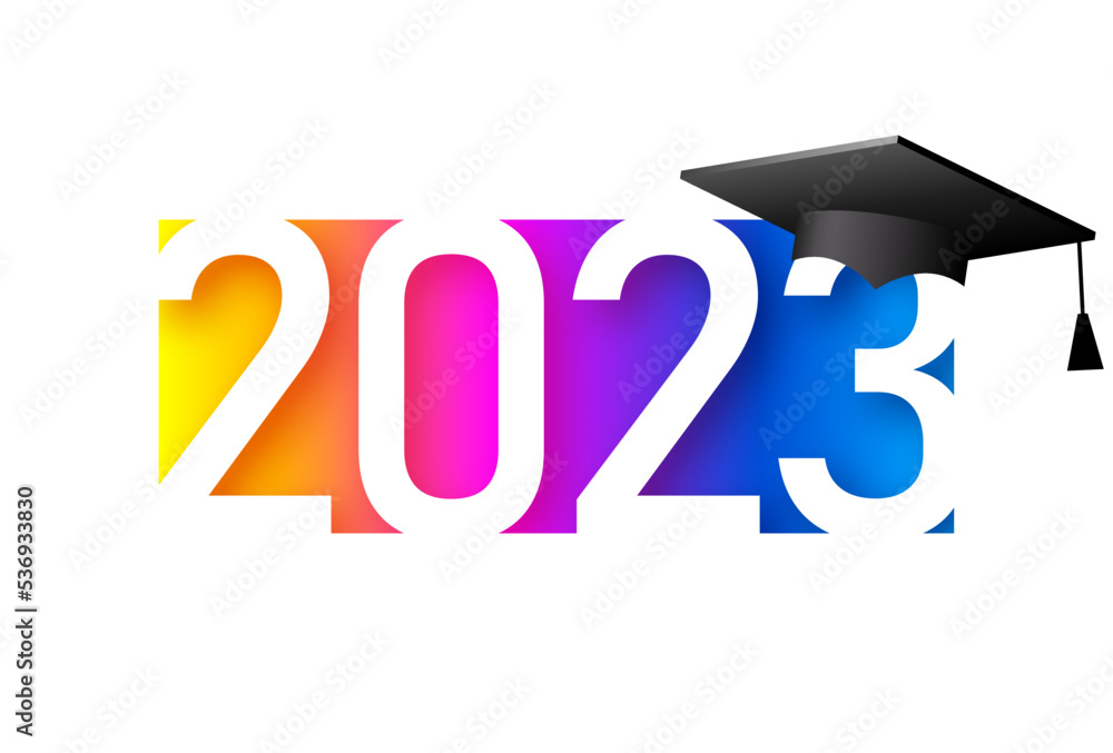 Class of 2023, elegant card in black, bright for banners, flyers ...