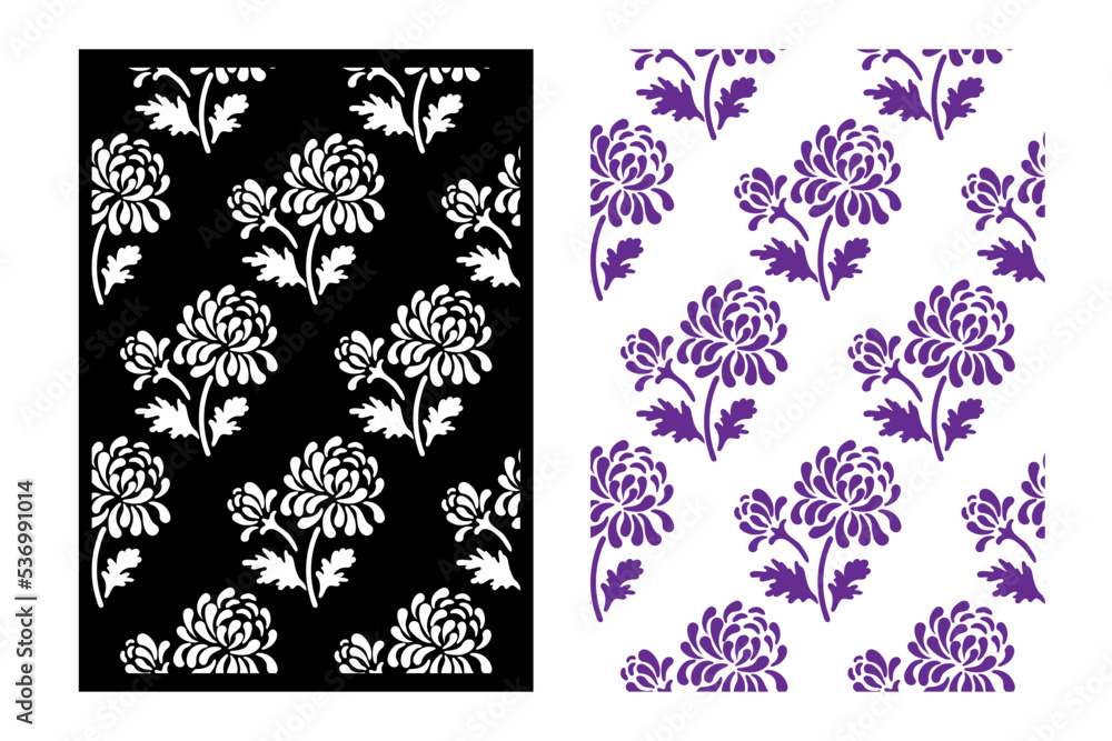 Stencil with a floral pattern for decorating surfaces. Seamless stencil ...