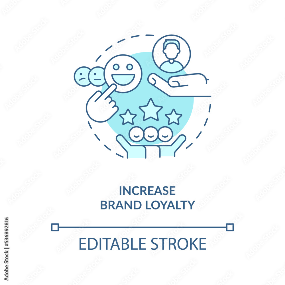 Increase brand loyalty turquoise concept icon. Customer satisfaction ...