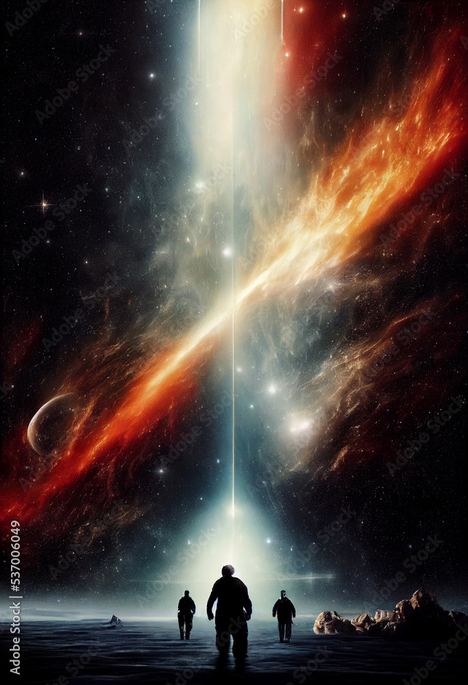 Concept art illustration of interstellar astronauts beyond space and ...