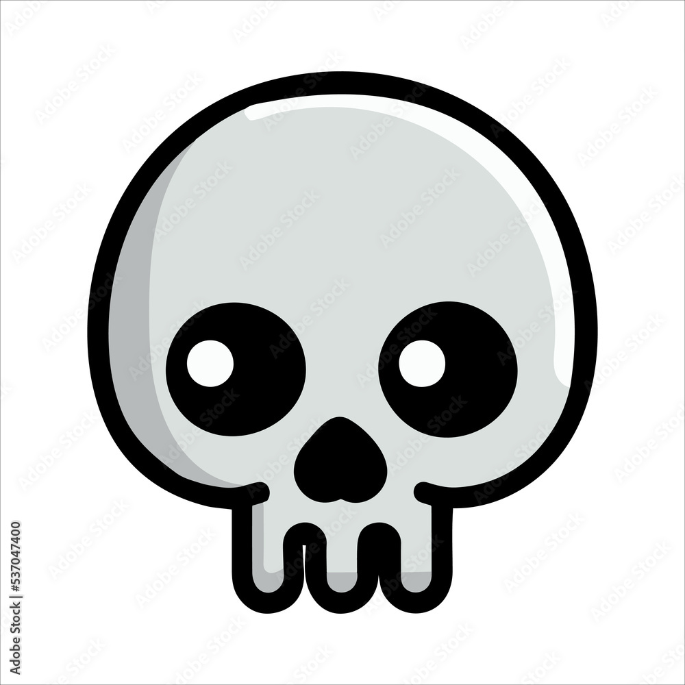 Fun cartoon skull logo. Dead symbol isolated. Dead cute halloween ...