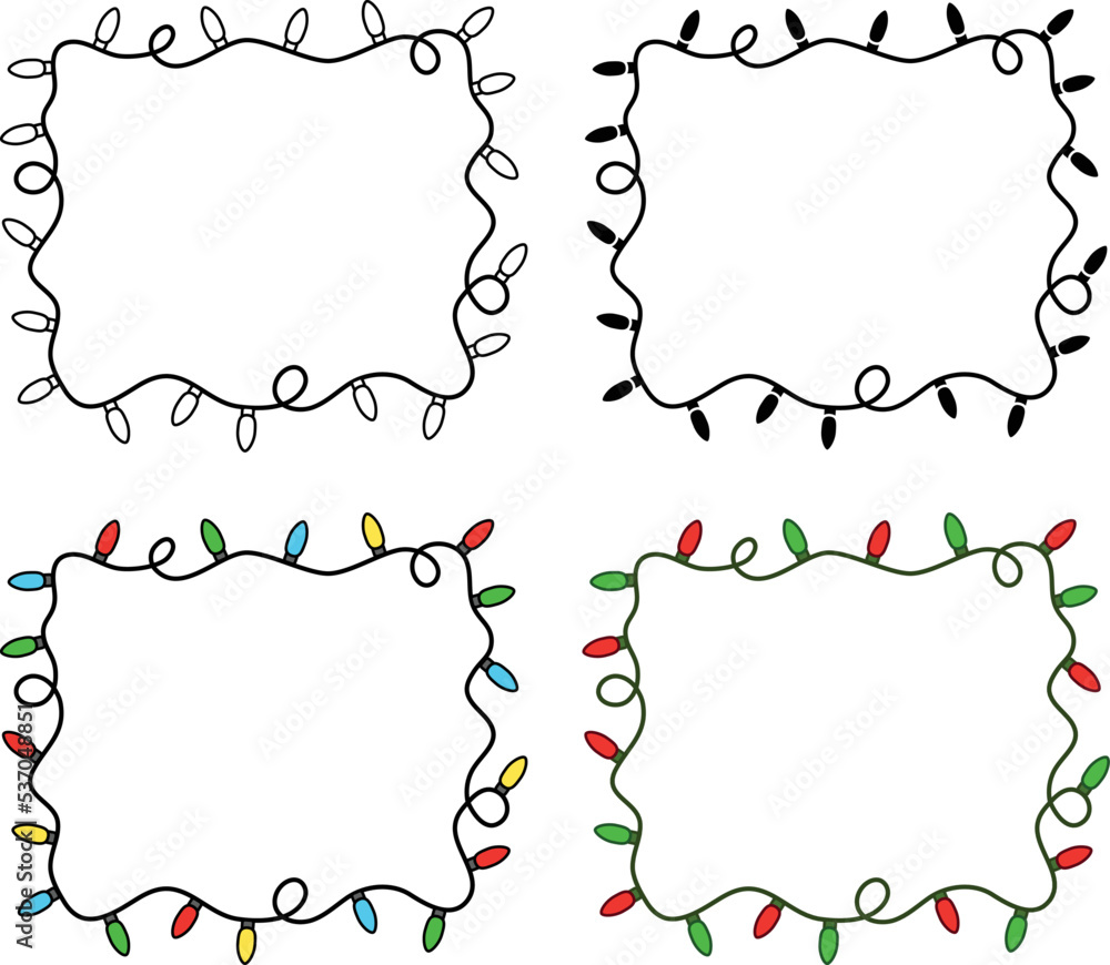 Christmas Light Rectangular Frame Border Clipart - Outline, Silhouette ...