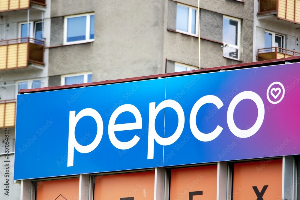 Pepco store banner above the storefront where clothes and various home ...