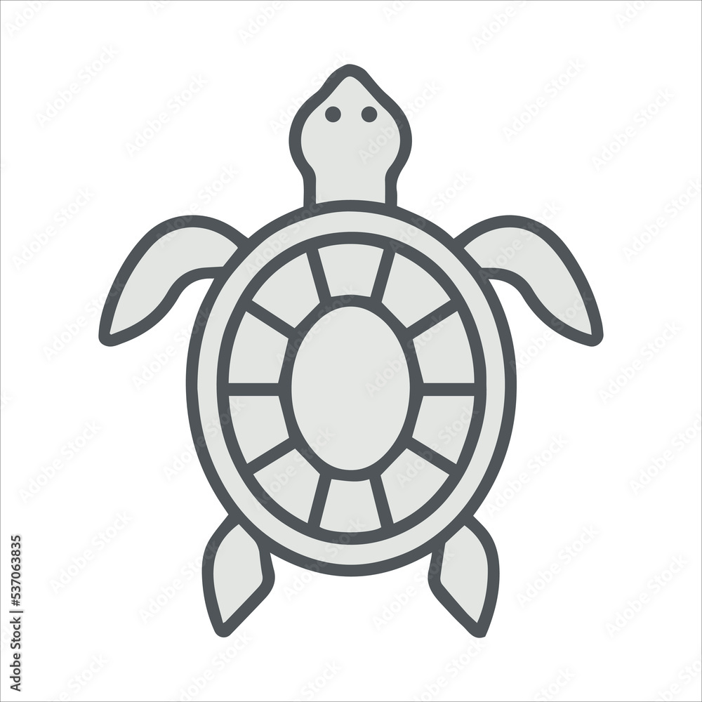 Turtle icon. Outline pictogram symbol. Sea animal vector line ...