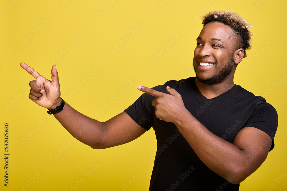 Positive African American shows the direction of movement, where to go ...