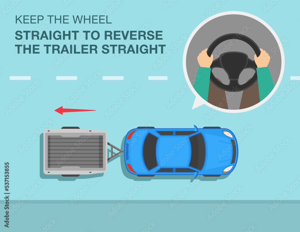 Safe car driving and traffic regulation rules. Trailer backing up tips ...