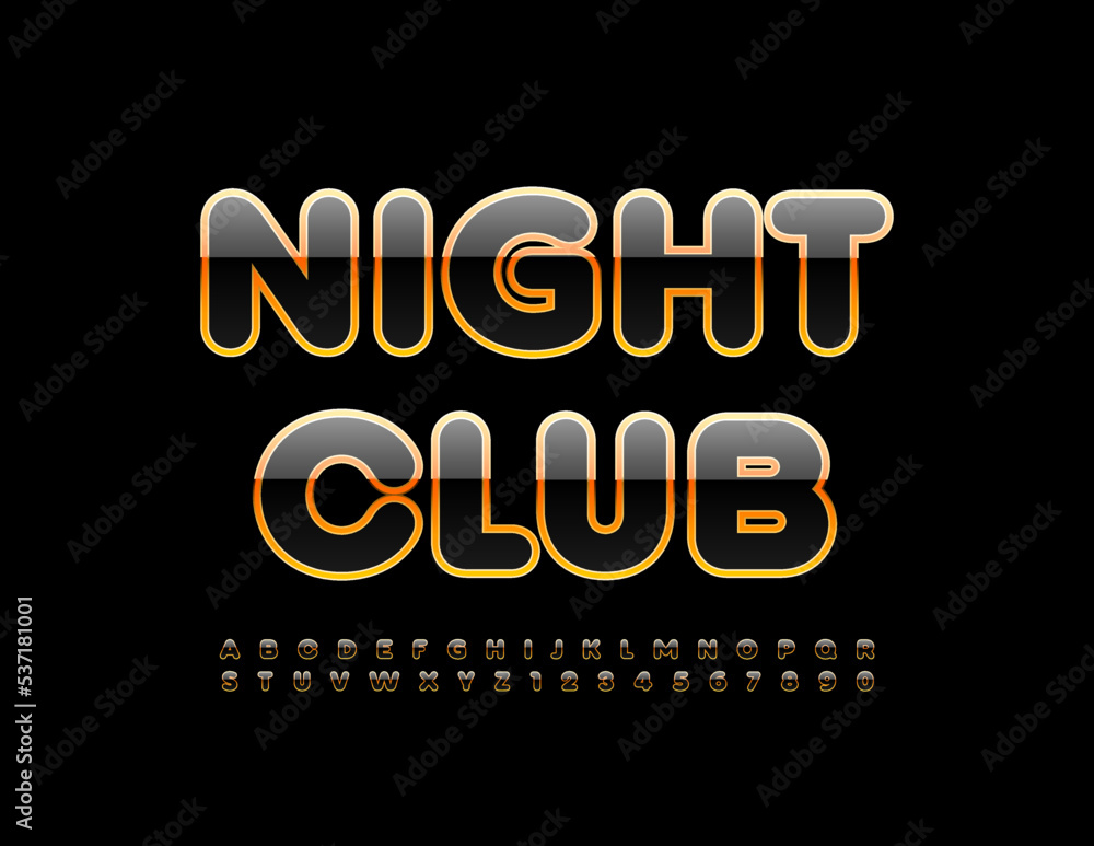 Vector stylish sign Night Club. Black and Golden luxuru Font. Trendy ...