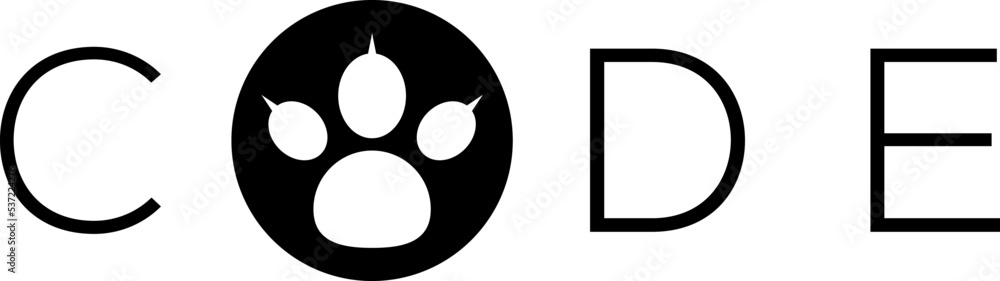 Paw claw animal logo design code letter silhouette icon symbol animal ...