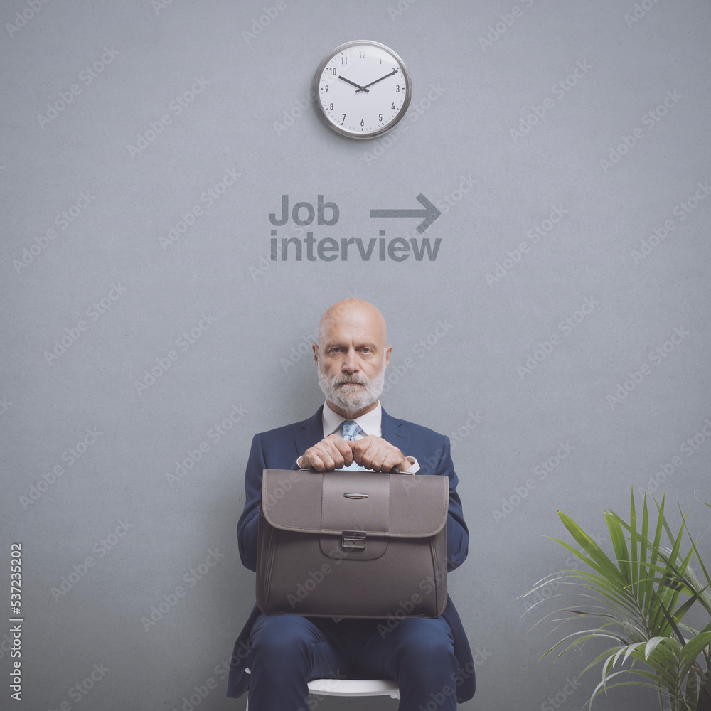 Job applicant sitting in the waiting room Stock Photo | Adobe Stock