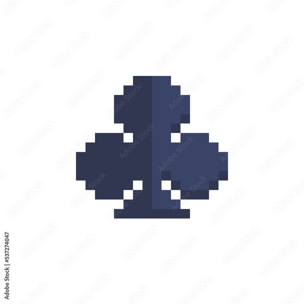 Vector de Stock Poker playing card suit clover shape pixel art icon ...