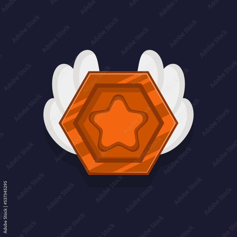 Game achievement badge or rank icon cartoon. Bronze award or medal ...