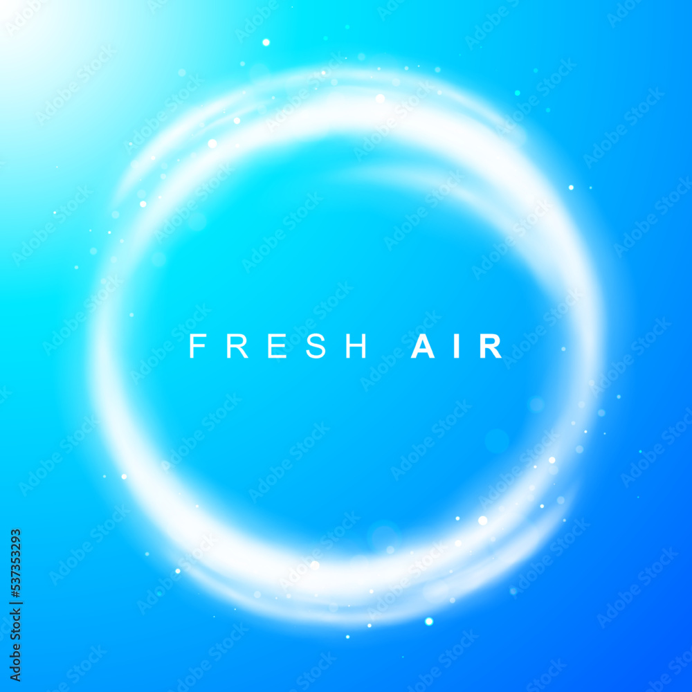Cotton air round circle. Soft cloud frame. Swirling blue waves with a ...