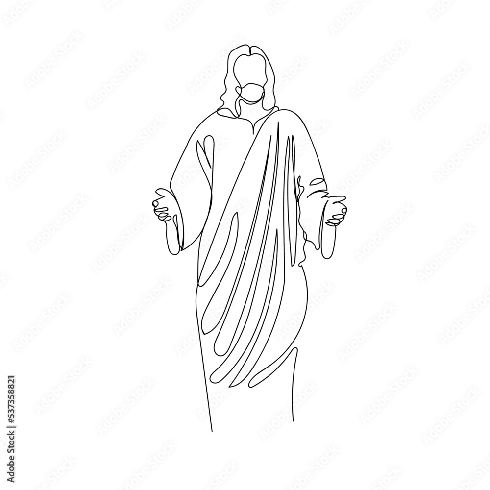 continuous line Jesus christ. one line drawing Lord jesus is full of ...