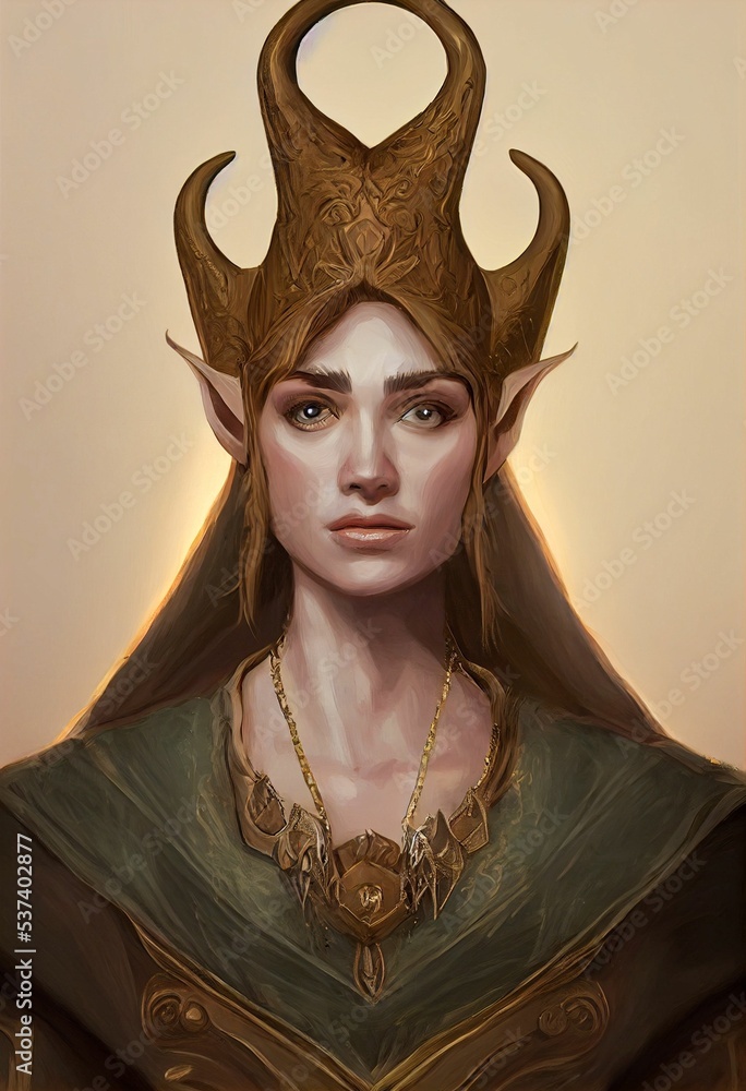 Hyper realistic AI generated digital art of a fantasy elf queen with ...