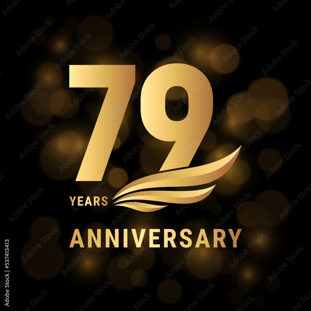 79th Anniversary Logo, Logo design with gold color wings for poster ...