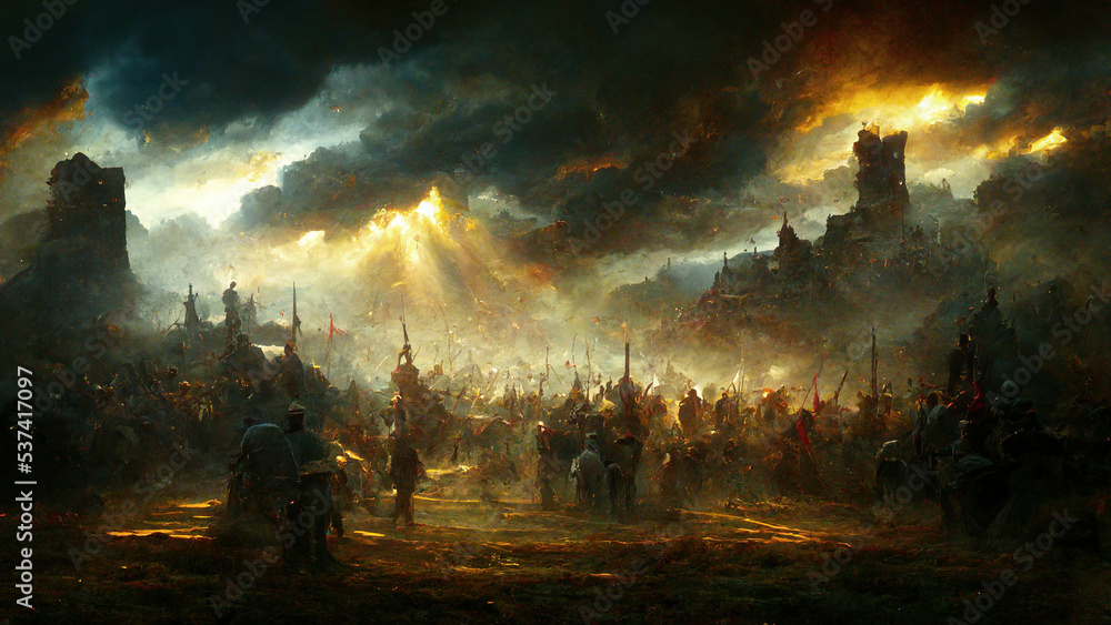 Ilustração Fantasy battle war illustration art digital artwork dark sci ...