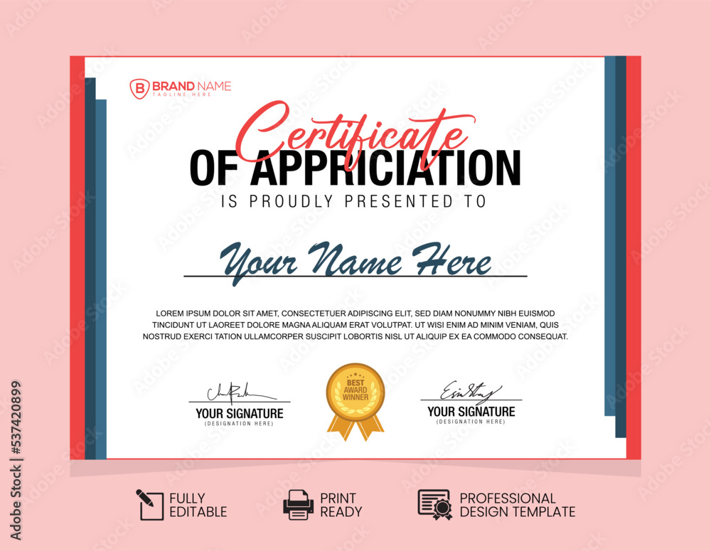 Recognition Award Design Template: Certificate of Appreciation and ...