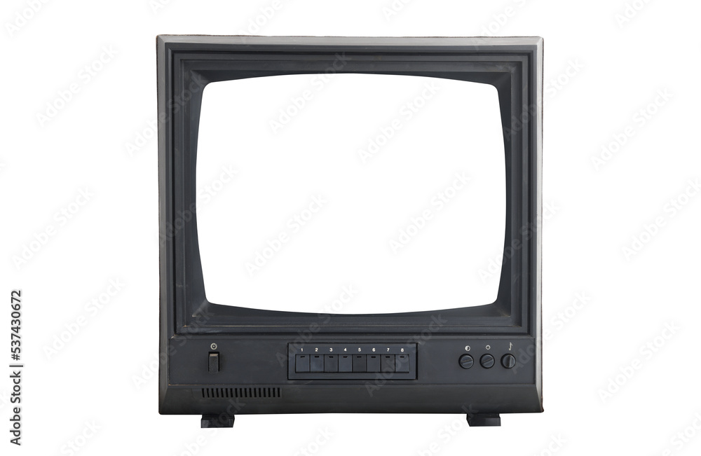 Old TV with white screen isolated on white background. Vintage TVs ...