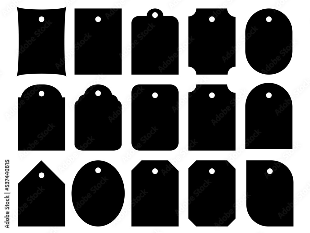 Set of black gift card, price tag. Isolated png illustration ...