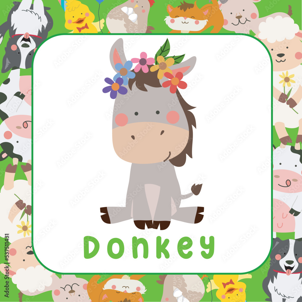 Cute flashcards animal farm edition. Educational printable game cards ...