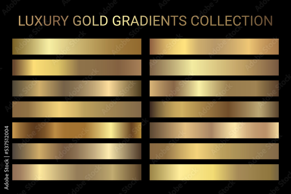Luxury gold gradients collection vector. Golden gradients set of ...