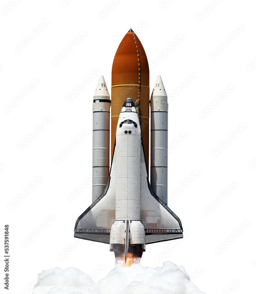 Shuttle spaceship launch isolated. Elements of this image furnished by ...