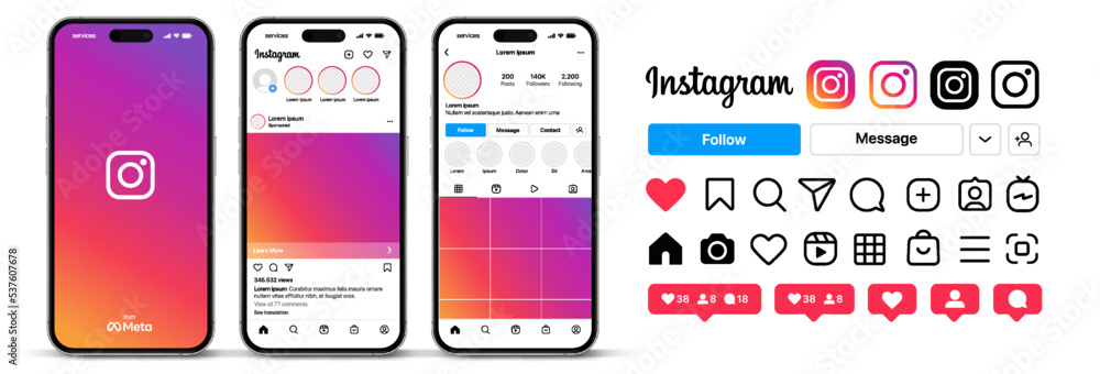 Stock-Vektorgrafik „Istanbul, Turkey-October 10, 2022: Instagram mockup ...