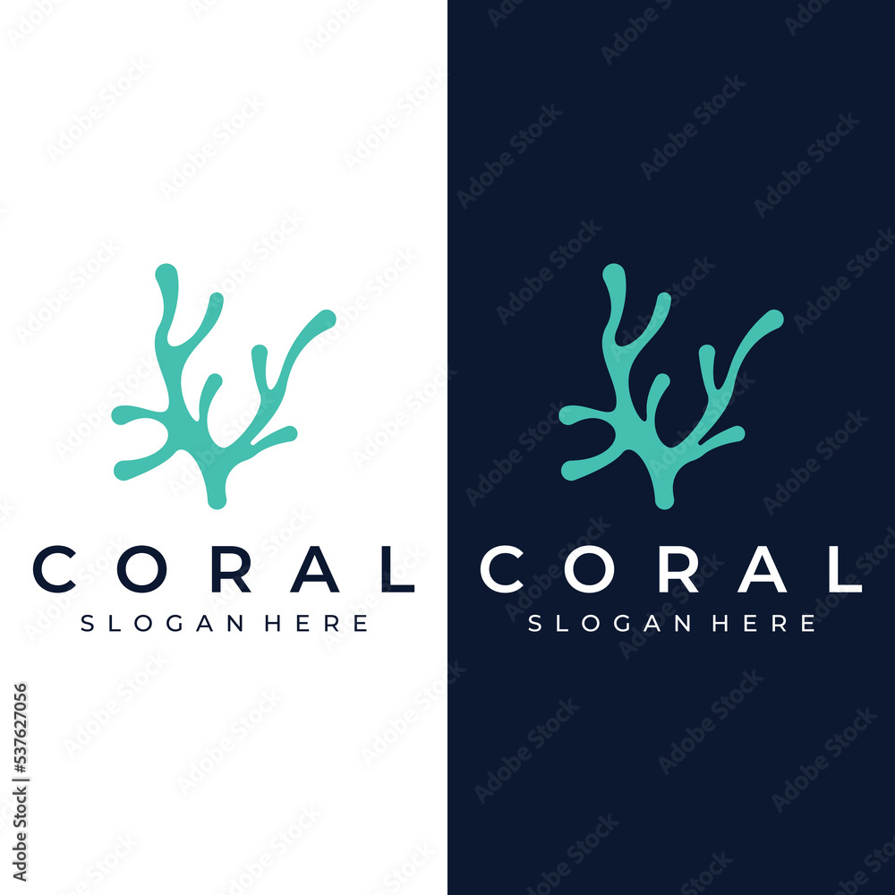 Beautiful colorful underwater natural coral reef logo creative design ...