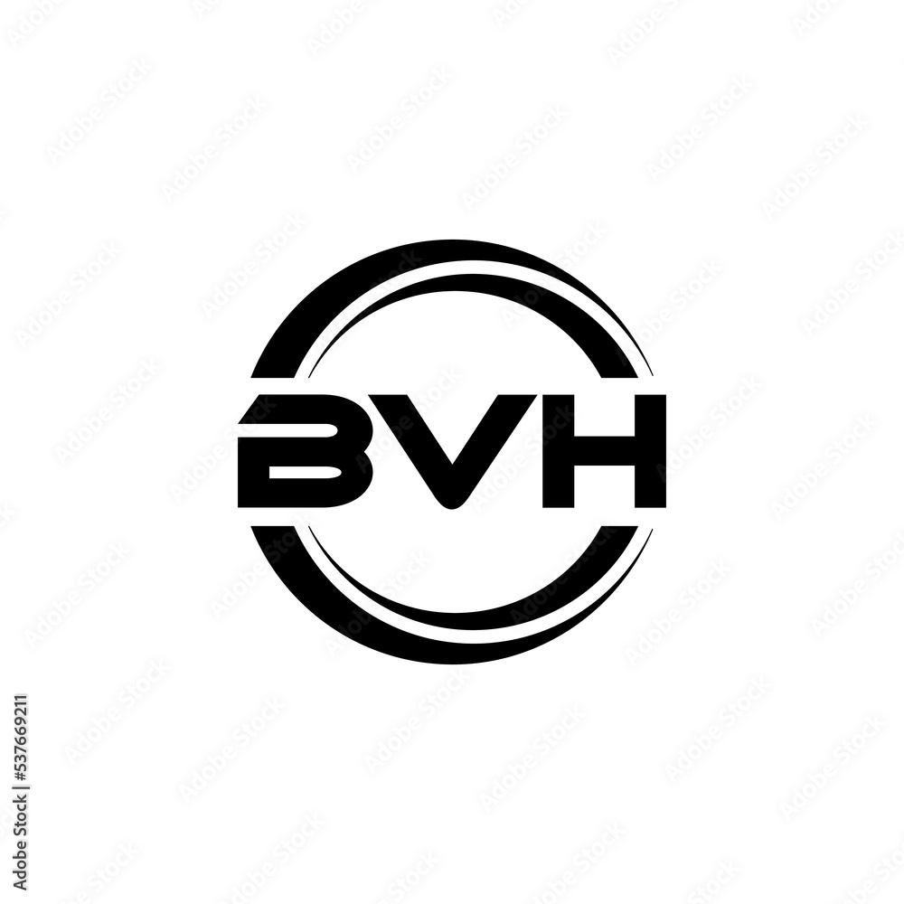 BVH letter logo design with white background in illustrator, vector ...