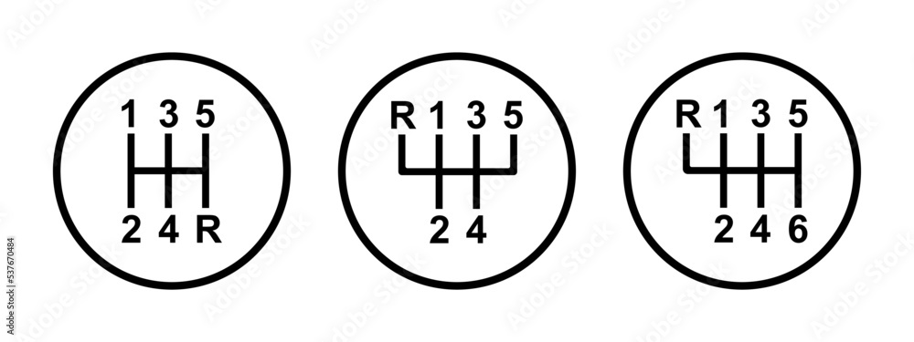 Gear transmission vector isolated on white background. Gearbox icon.Six ...