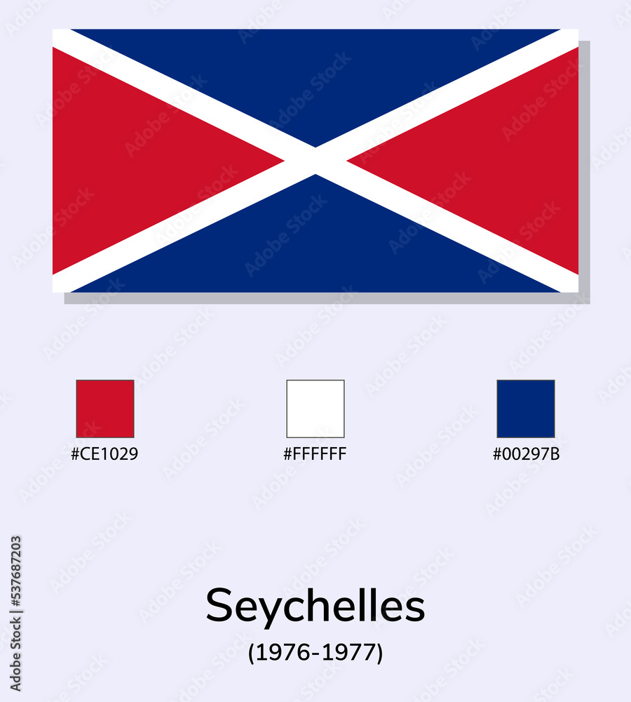 Vector Illustration of Seychelles (1976-1977) flag isolated on light ...