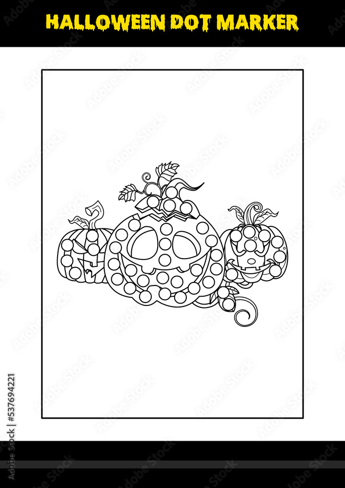 Halloween dot marker coloring page for kids. Line art coloring page ...