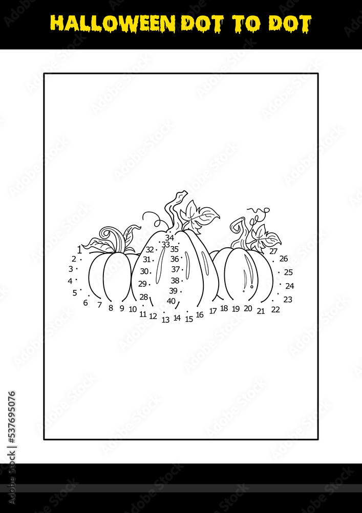 Halloween dot to dot coloring page for kids. Line art coloring page ...