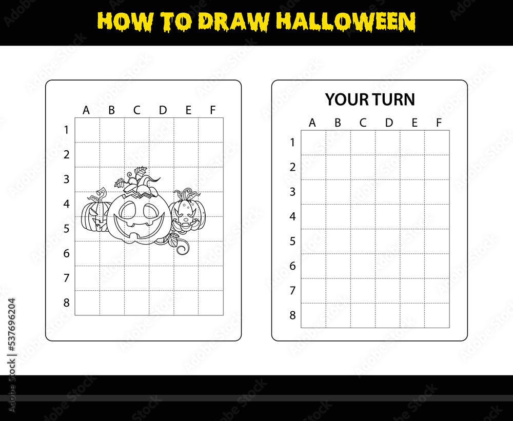 How to draw Halloween for kids. Halloween drawing skill coloring page ...