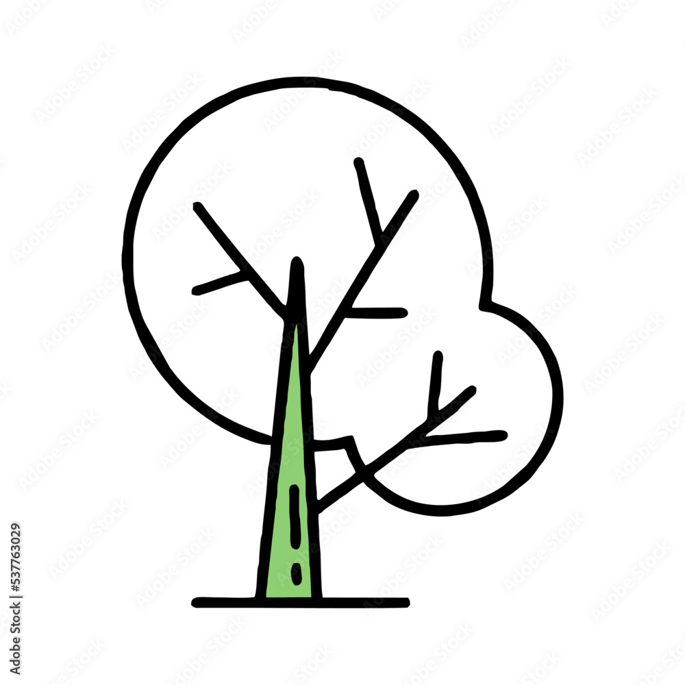 Tree. Co2 concept of climate change. Recycling. Vector isolated doodle ...