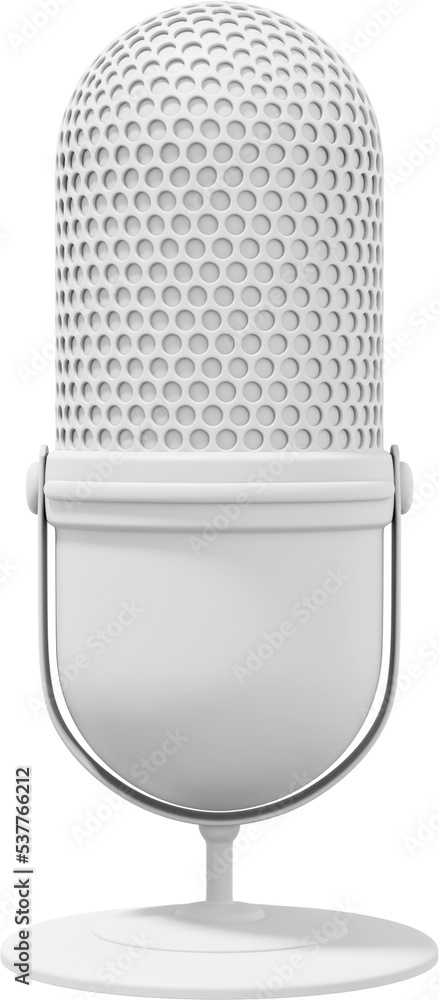 Modern Microphone. Realistic cartoon. White PNG isolated icon on ...