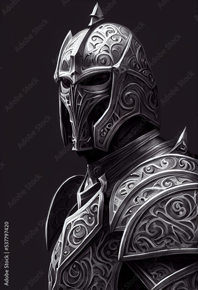 brave medieval warrior art in portrait background illustration ...