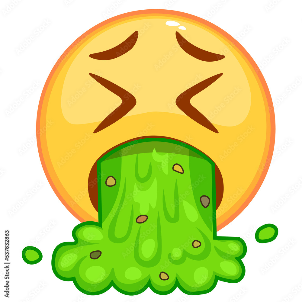 Illustration Stock Emoji puke emoticon. Poisoning, nausea, disgusting ...