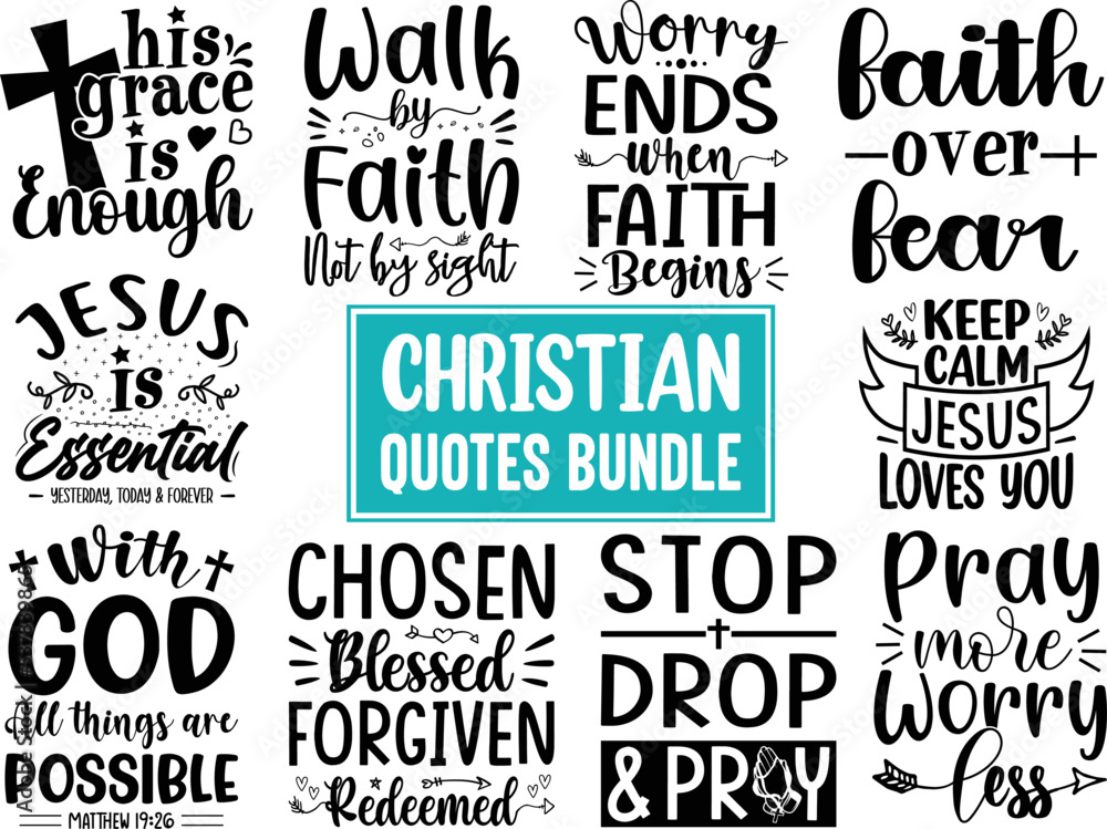 Christian Quotes SVG Designs Bundle, Christian Quotes t shirt Designs ...