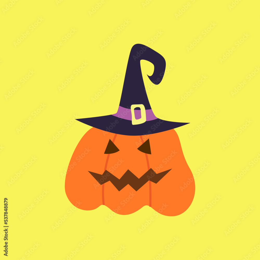 jack o lantern with witch hat isolated vector illustration. Element for ...