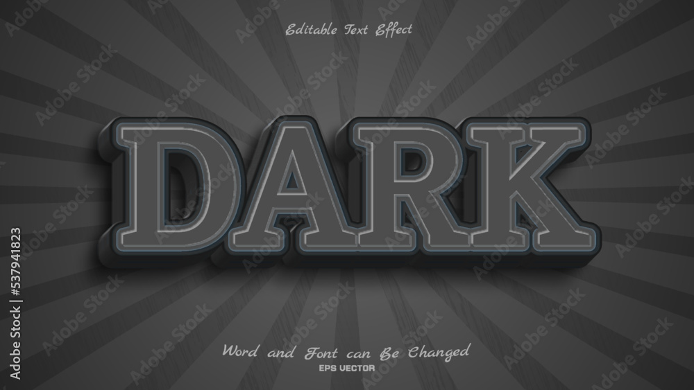 Dark text effect editable modern lettering typography font style Stock ...